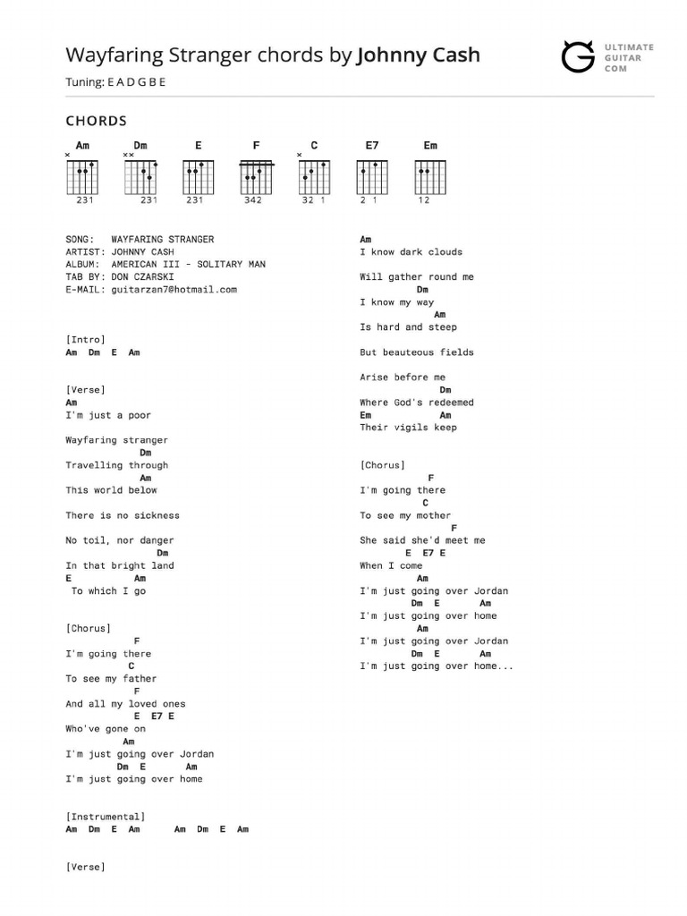 Wayfaring Stranger Chords | PDF