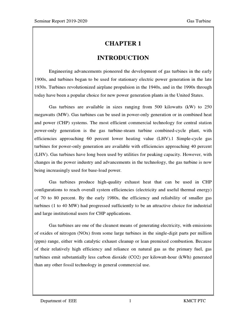 Gas Turbine - Seminar Report | PDF