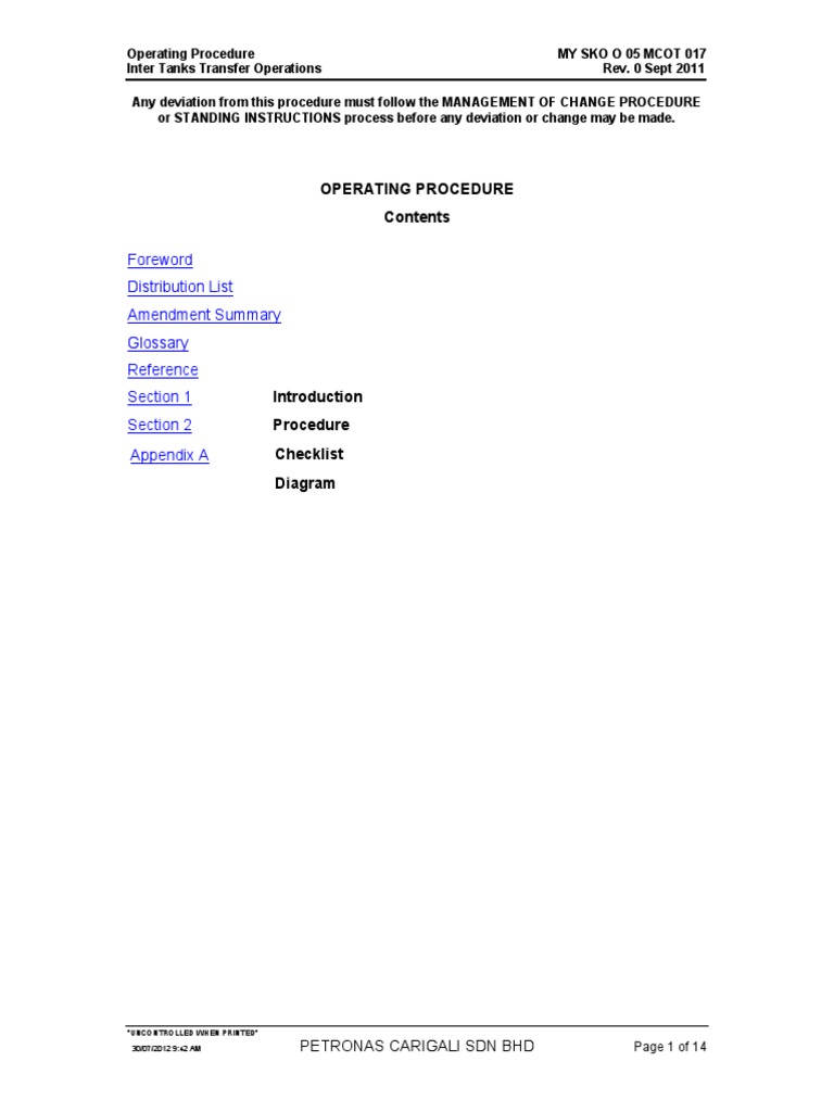 MCOT 017 Inter Tanks Transfer Operations | PDF | Business | Technology ...