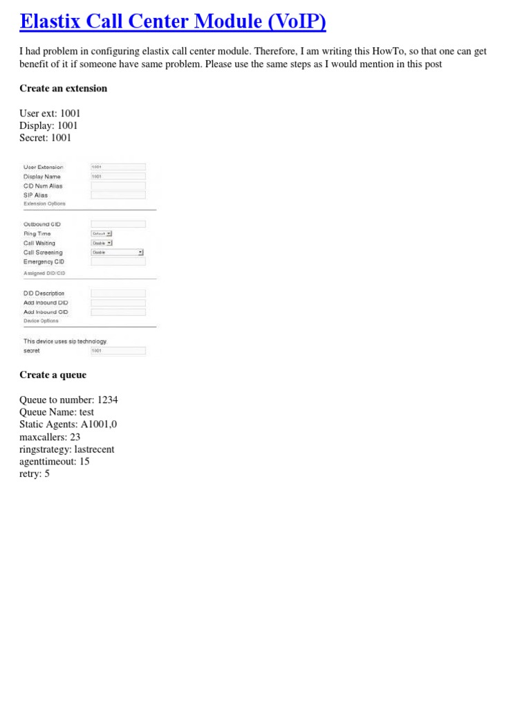 Elastix Call Center Module | PDF