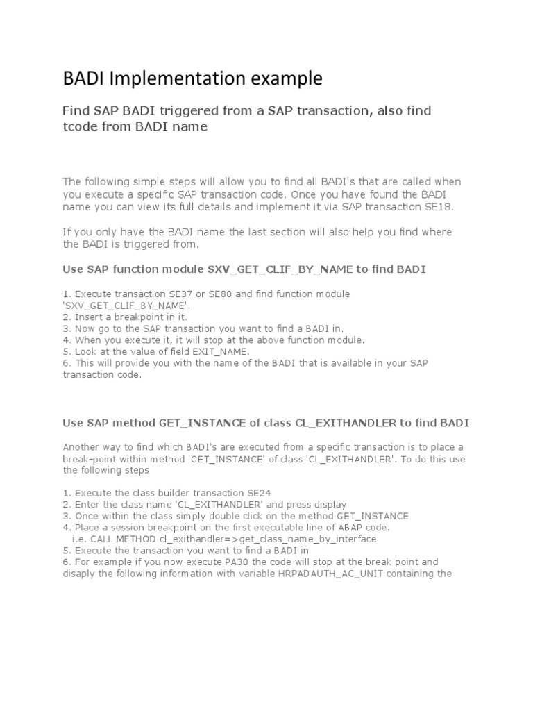 BADI Implementation Example | PDF
