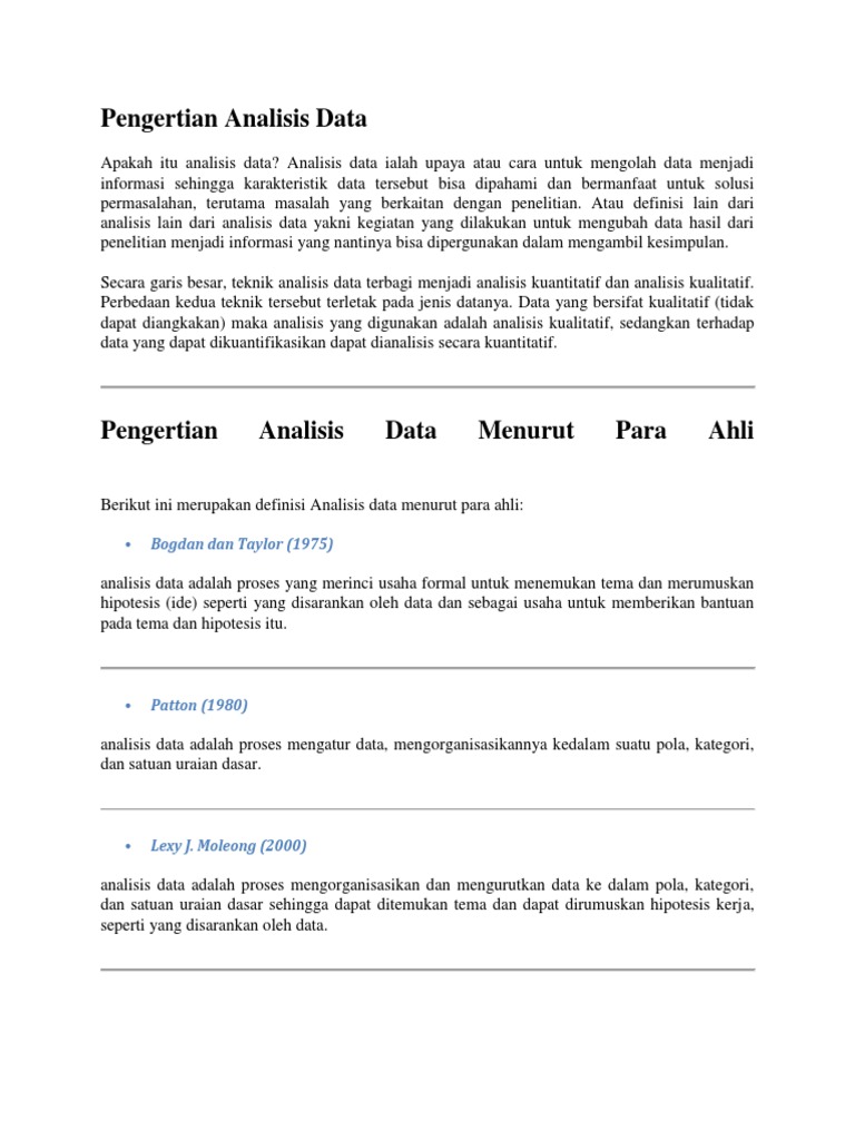 Pengertian Analisis Data | PDF