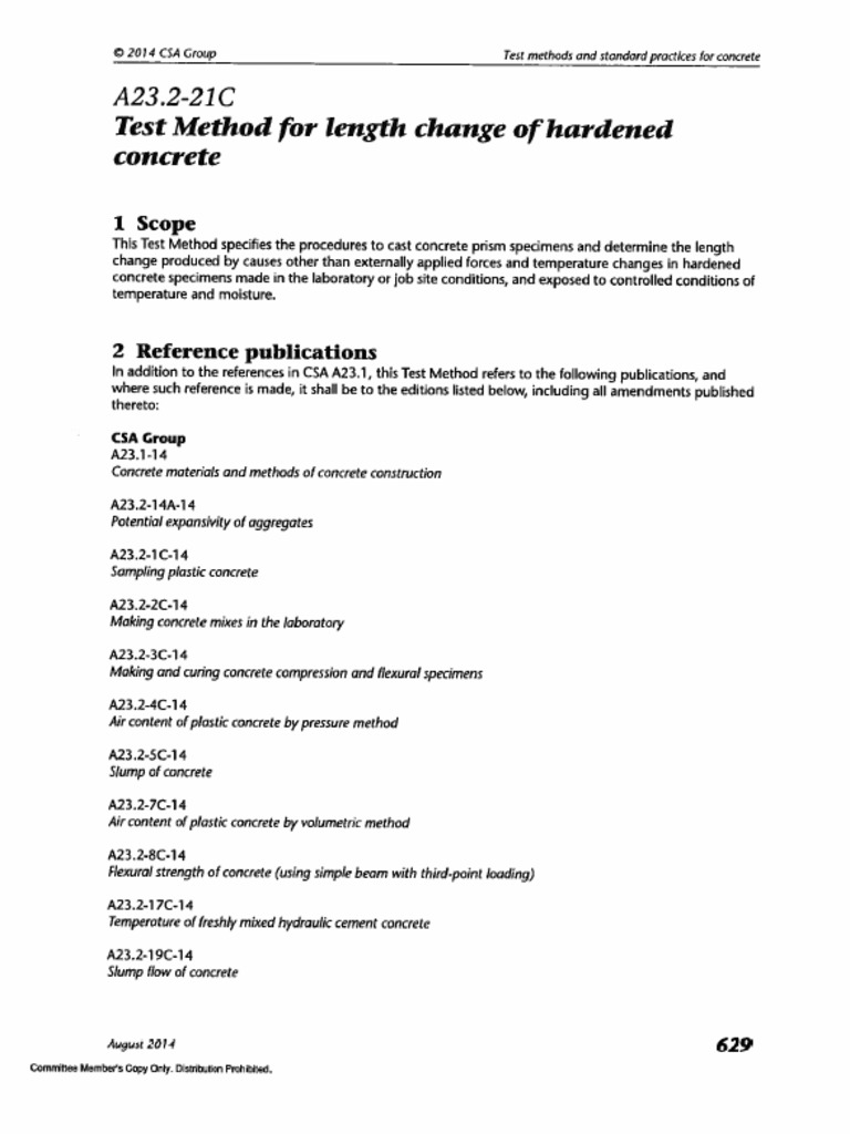 CSA A23.2 - 21C Test Method For Length Change of Hardened Concrete PDF ...