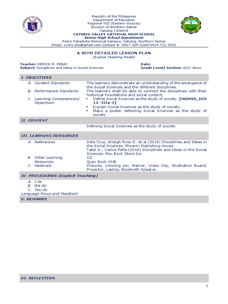 Semi-Detailed Explicit Lesson Plan | PDF | Career & Growth | Social Science