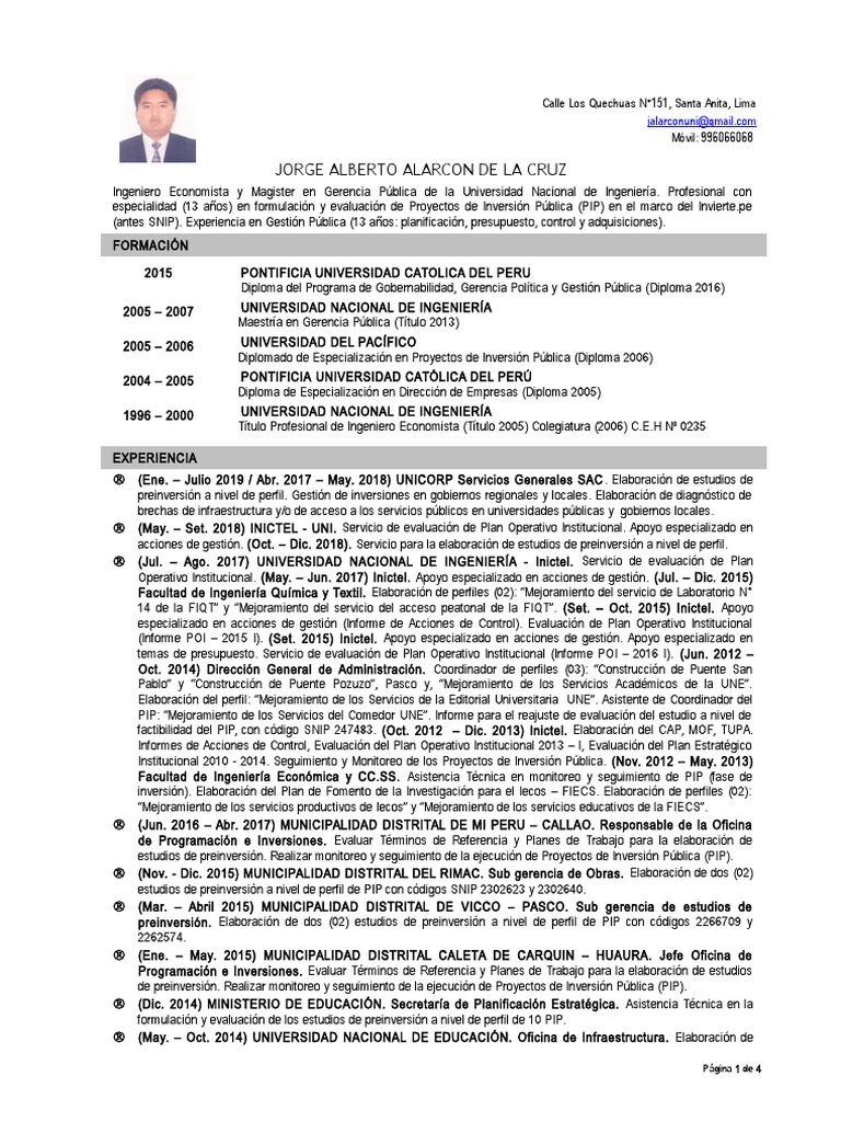 CV Jorge Alarcon | PDF