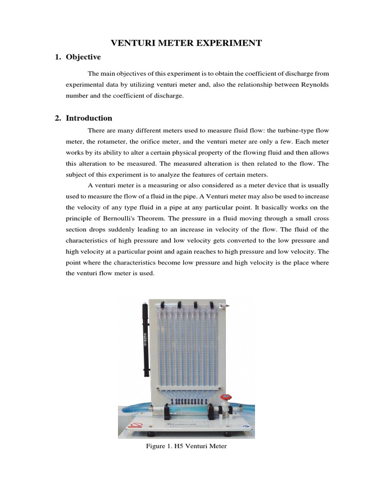 Venturi Meter Experiment | PDF