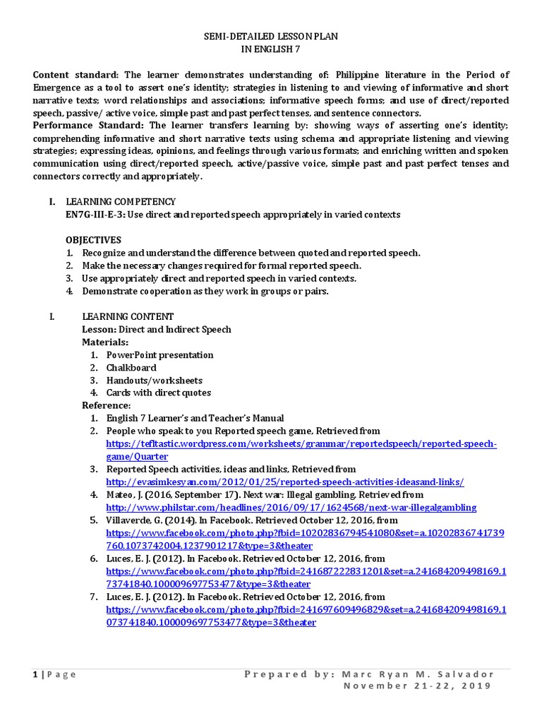 DLP24 3Q L Direct and Reported Speech | PDF