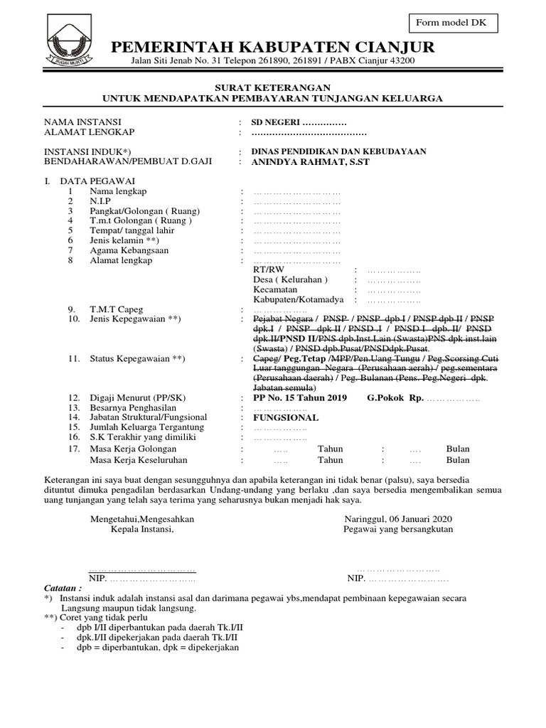 Format Model SKUMPTK PNS Terbaru | PDF