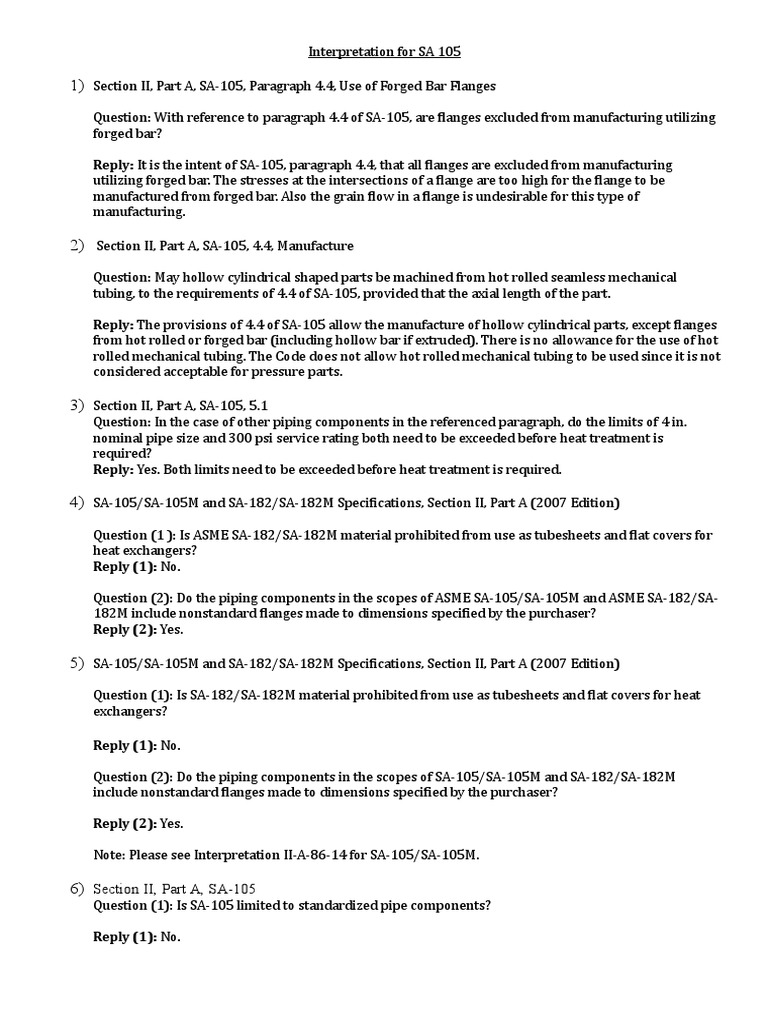 Interpretation For SA 105 | PDF