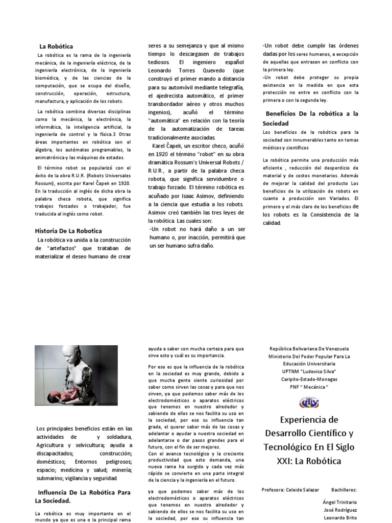 La Robótica Triptico | PDF