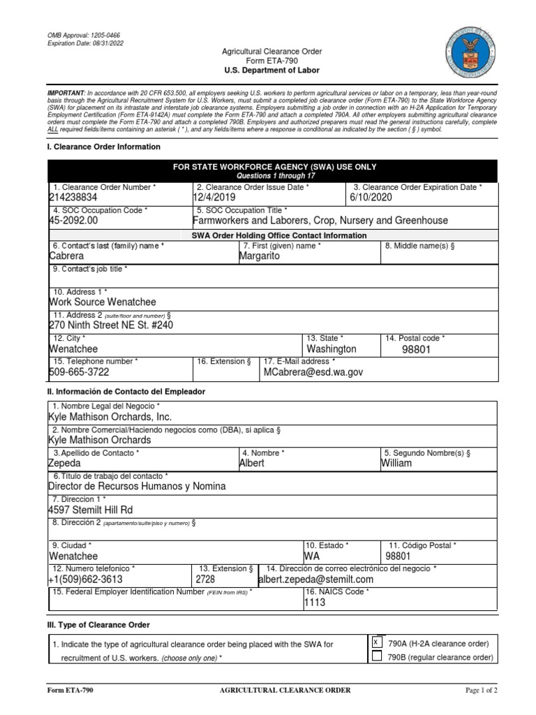 Contrato H2A 2020-1 | PDF