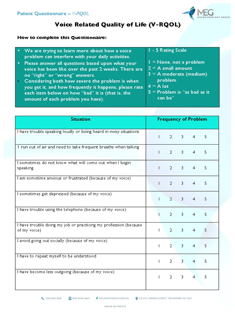 MEG Voice Related Quality of Life V RQOL | PDF