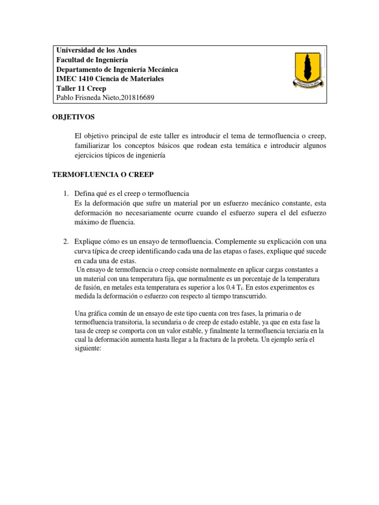 Introducción al Creep en Materiales | PDF | Fluencia (deformación ...