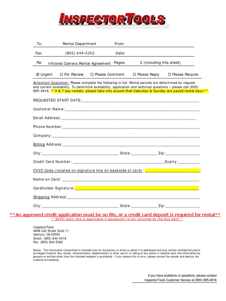 Infrared Camera Rental Agreement Provides Details for Short Term ...