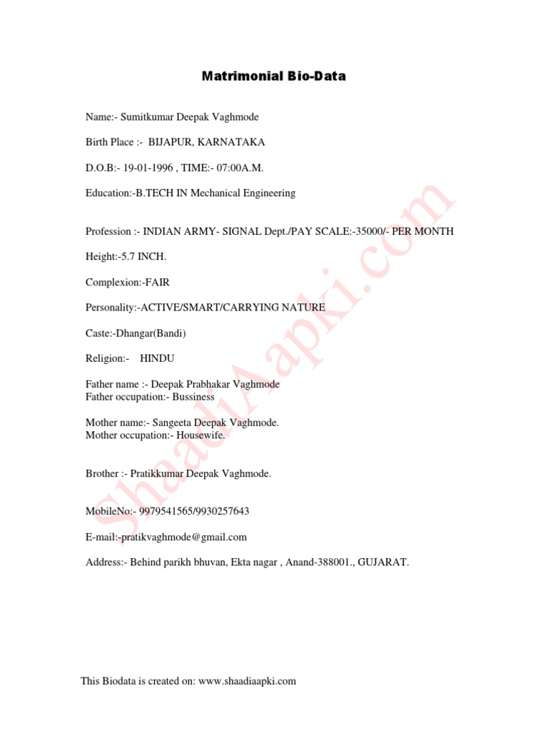 Sumit Biodata-2020 PDF | PDF