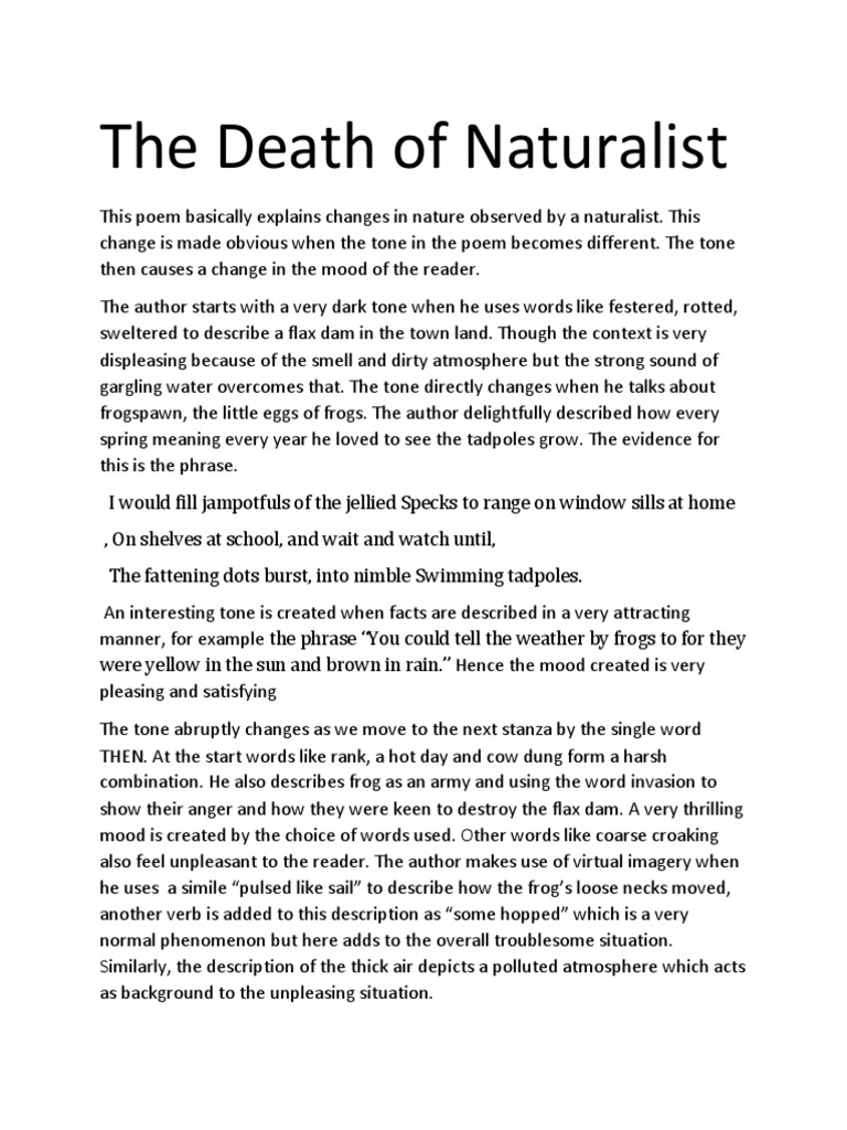 Death of Naturalist Analysis | PDF