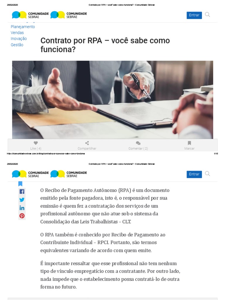 Contrato Por RPA - Você Sabe Como Funciona | PDF | Impostos ...