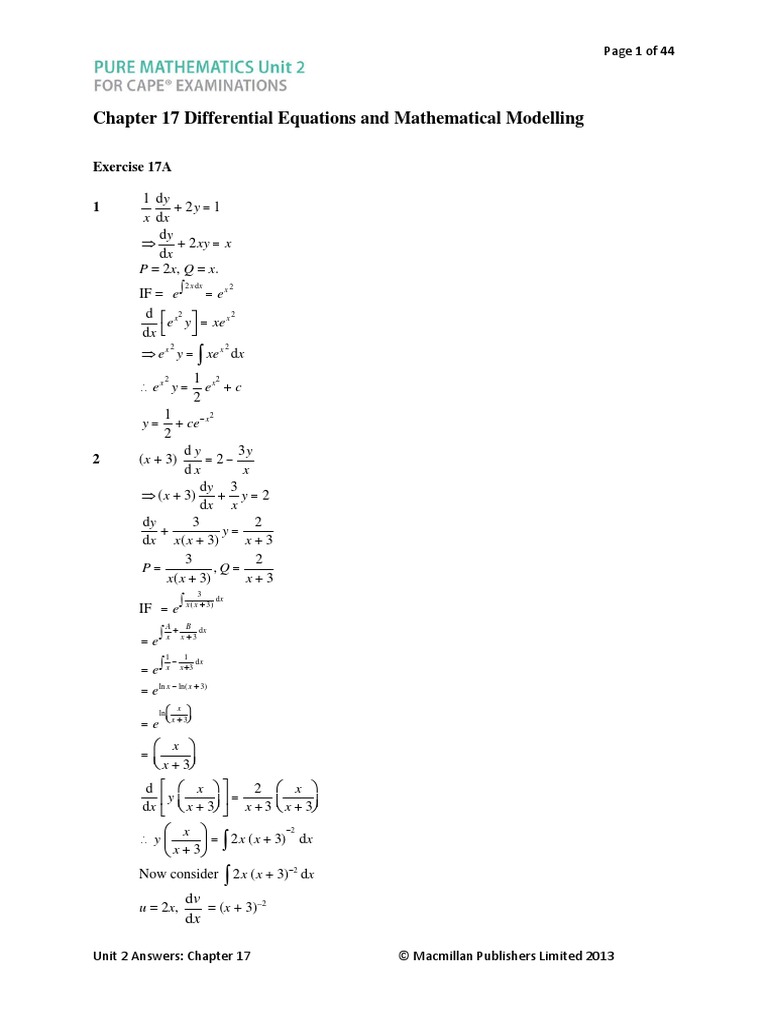 Chapter 17 - Differential Equations | PDF | Equations | Functions And Mappings