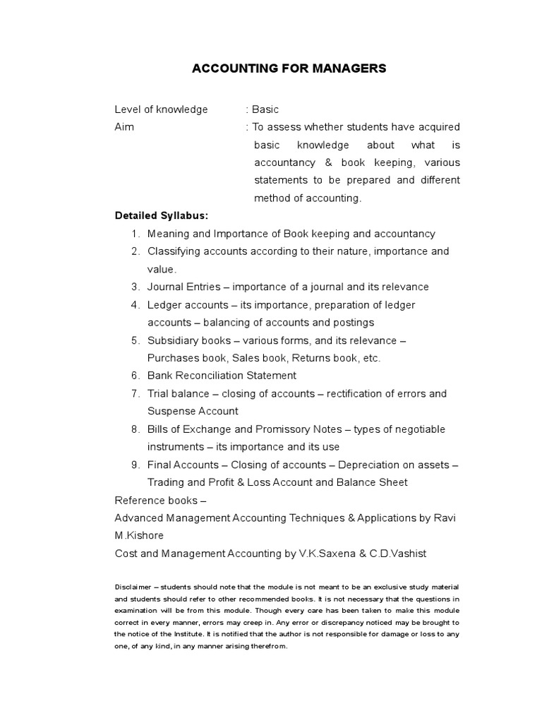 Accounting For Managers | PDF | Debits And Credits | Bookkeeping