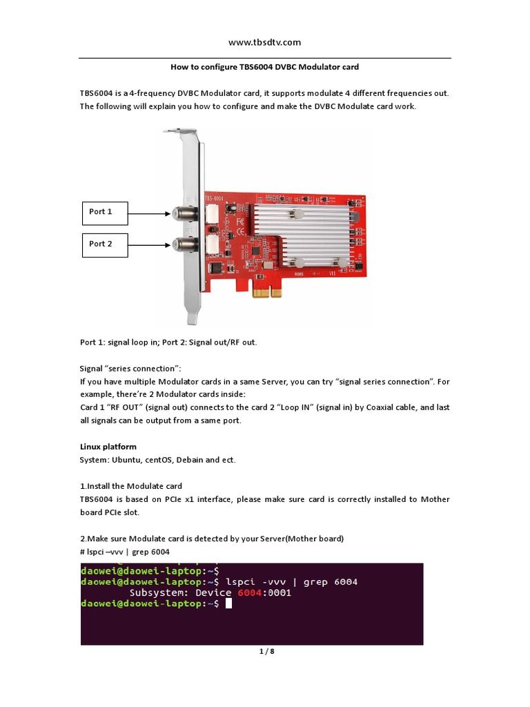 How To Configure TBS6004 DVBC Modulator Card | PDF | Modulation ...