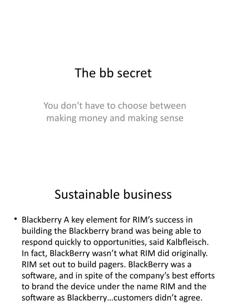 The BB Secret Presentation | PDF | Blackberry | Economies