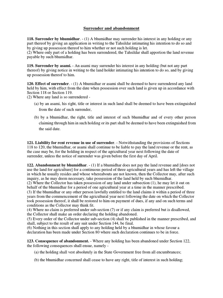 Surrender and Abandonment | PDF | Law