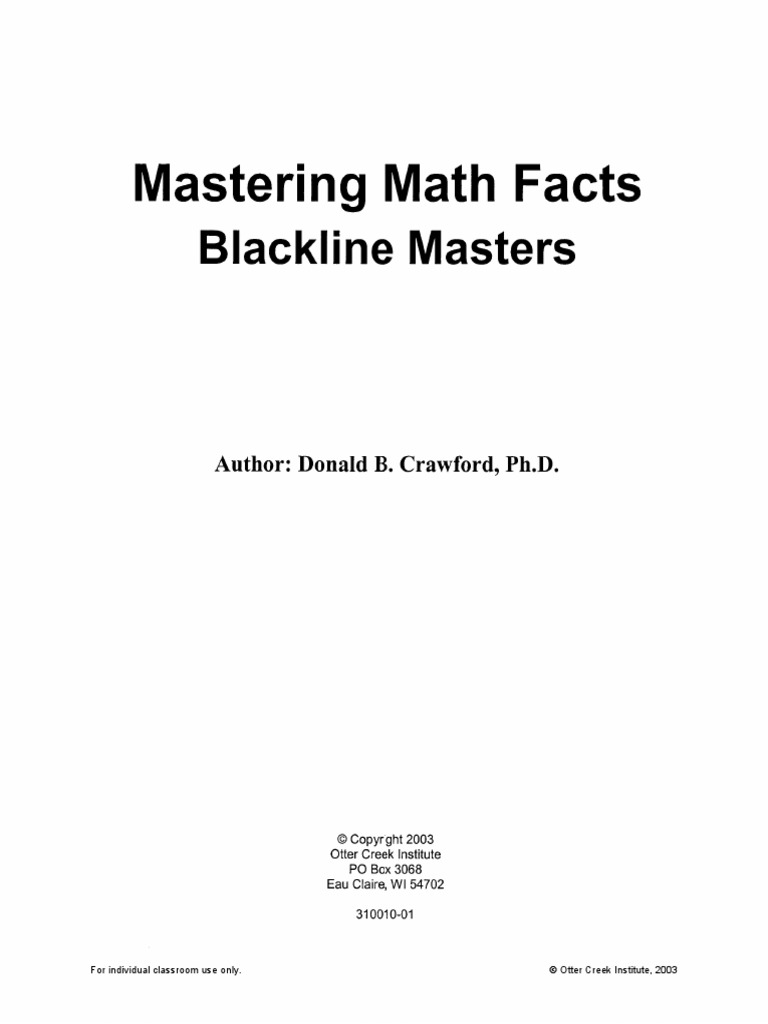 Mastering Math Facts PDF | PDF