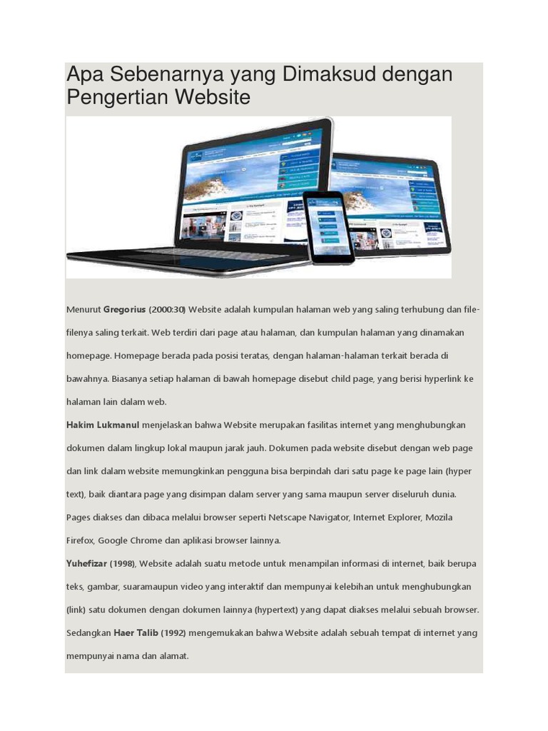 Apa Sebenarnya Yang Dimaksud Dengan Pengertian Website | PDF