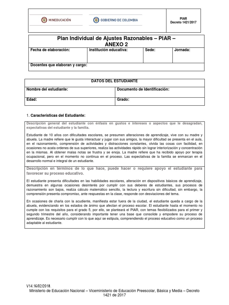 Ejemplo de PIAR | PDF