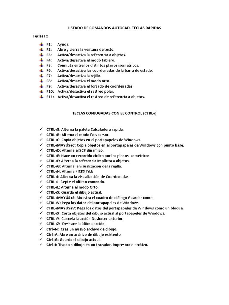 Listado Comandos Combinado Rapido Con Teclado para Autocad | PDF