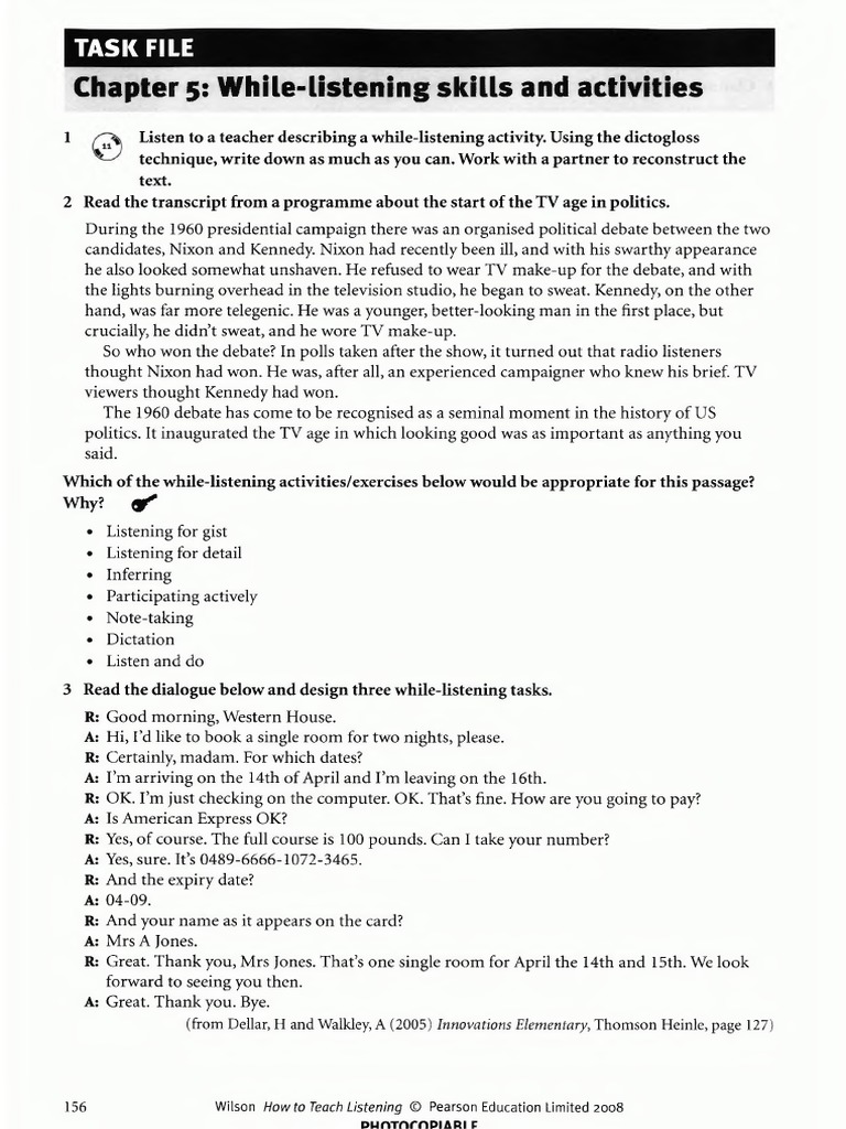 How To Teach Listening - JJ Wilson Task File 2 | PDF | Reading ...