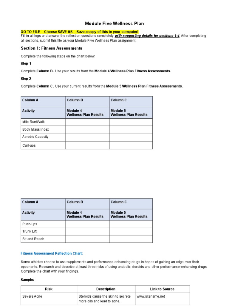Module Five Wellness Plan | PDF | Flexibility (Anatomy) | Muscle