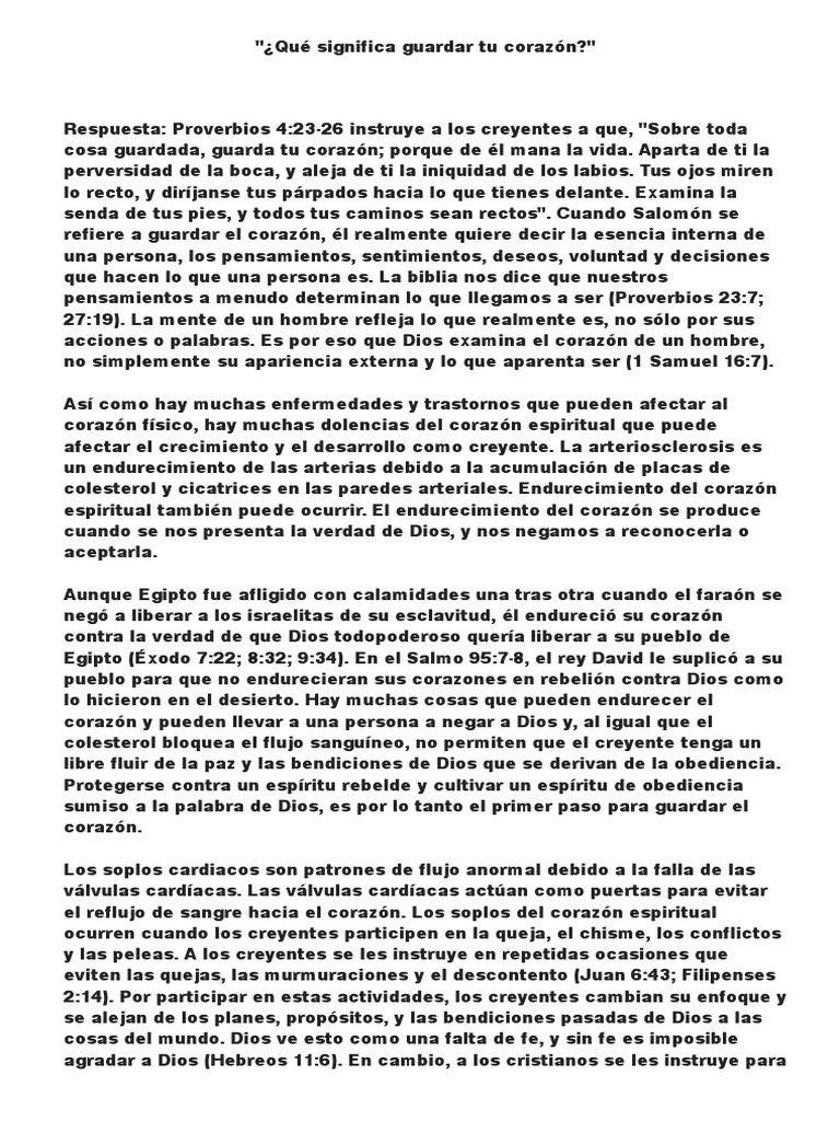 Significado de Guardar el Corazón | PDF | Satán | Pecado