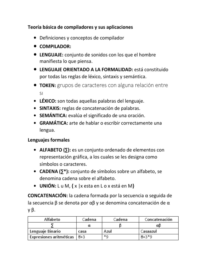 Teoría de Compiladores y Conceptos Clave | PDF | Compilador | Lenguaje ...
