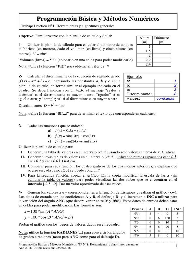 TP1 Algoritmos Generales2018 | PDF | Hoja de cálculo | Análisis numérico