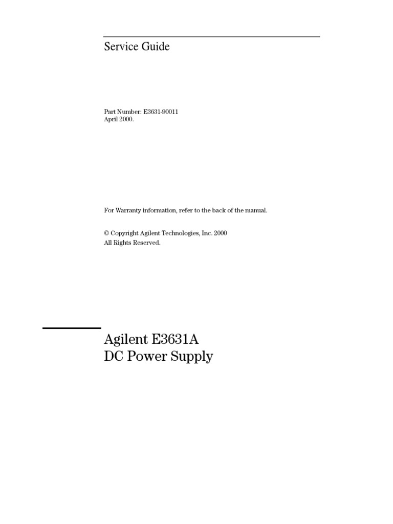 Agilent E3631 Service Guide PDF | PDF | Power Supply | Manufactured Goods