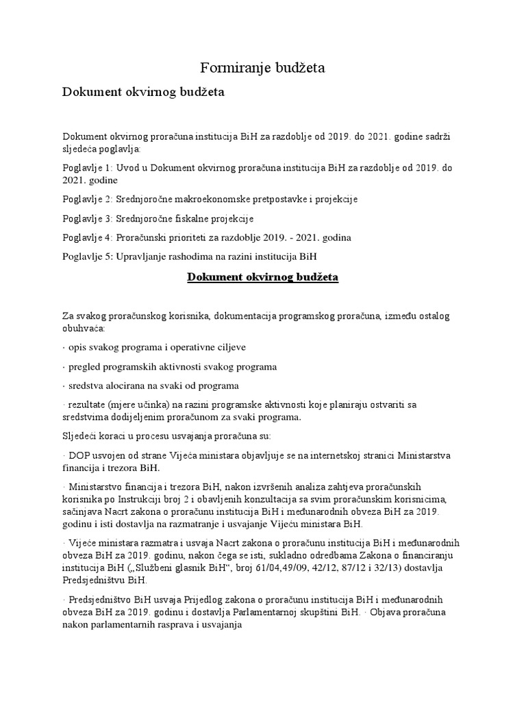 Formiranje Budžeta | PDF