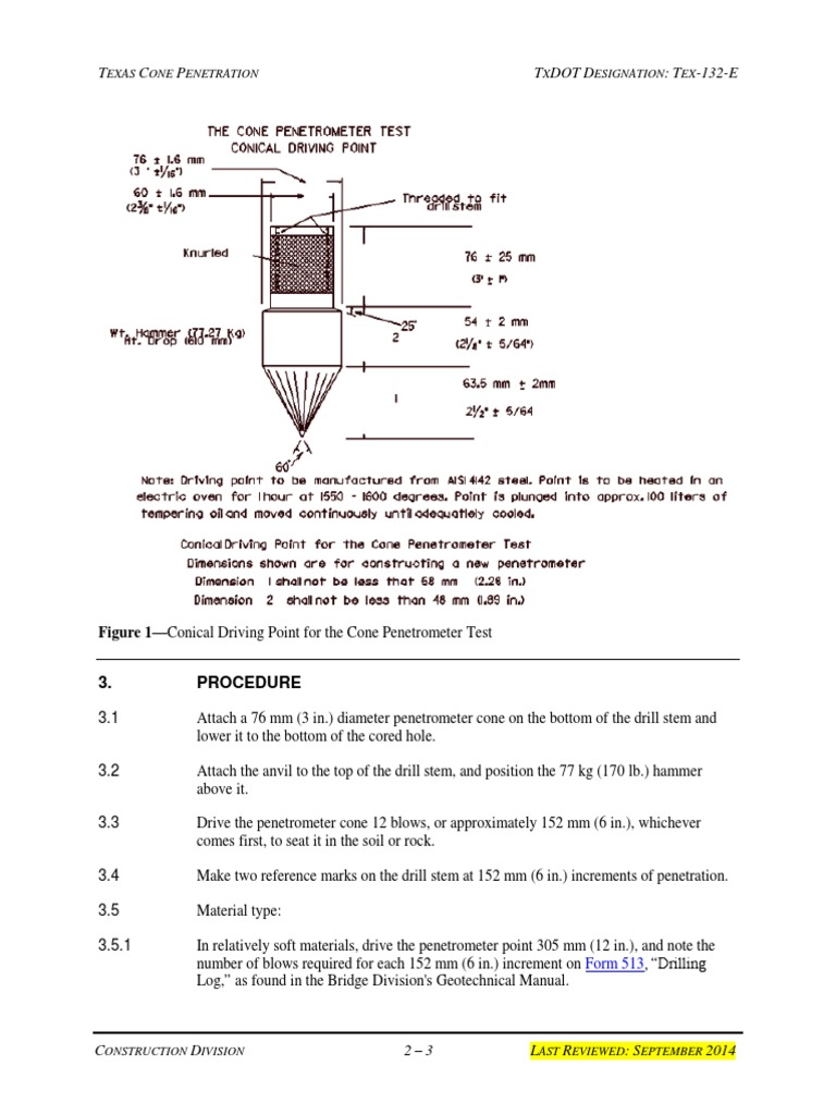 Texas Cone Penetrometer Procedure 2 PDF | PDF
