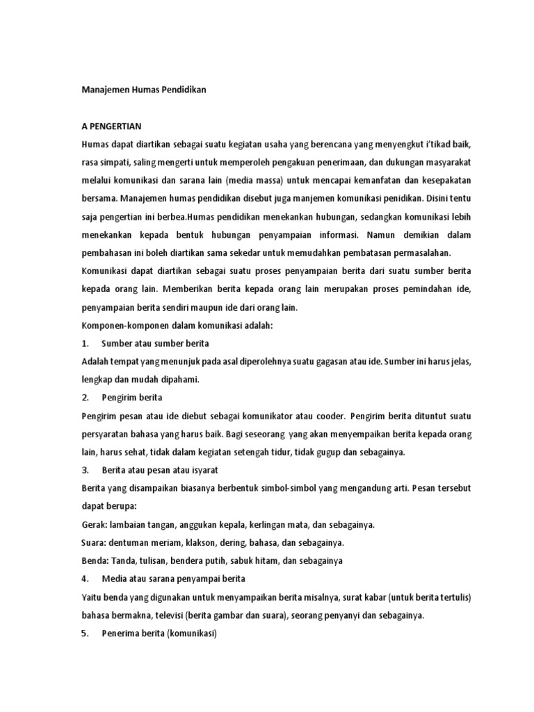 Manajemen Humas Pendidikan | PDF