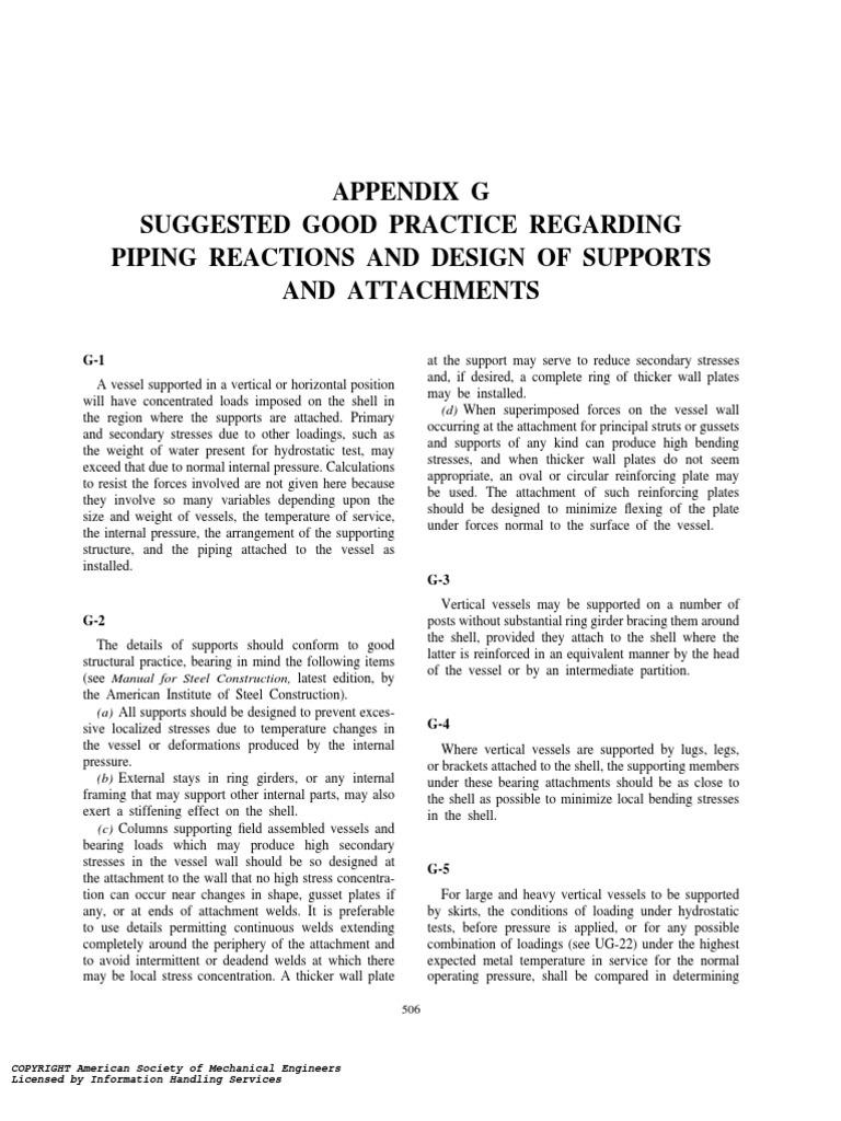 Asme Sec Viii d1 Nma App G-Appendix G-suggested Good Practice Regarding Piping Reactions and ...
