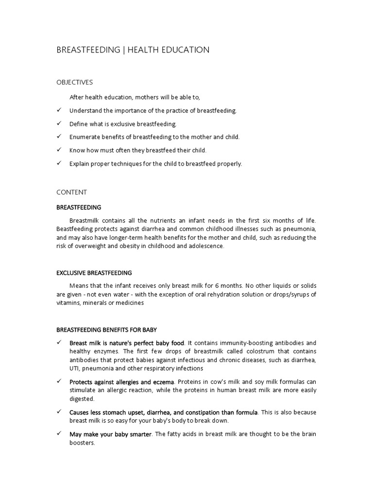 Breastfeeding Pdf Breastfeeding Breast Milk