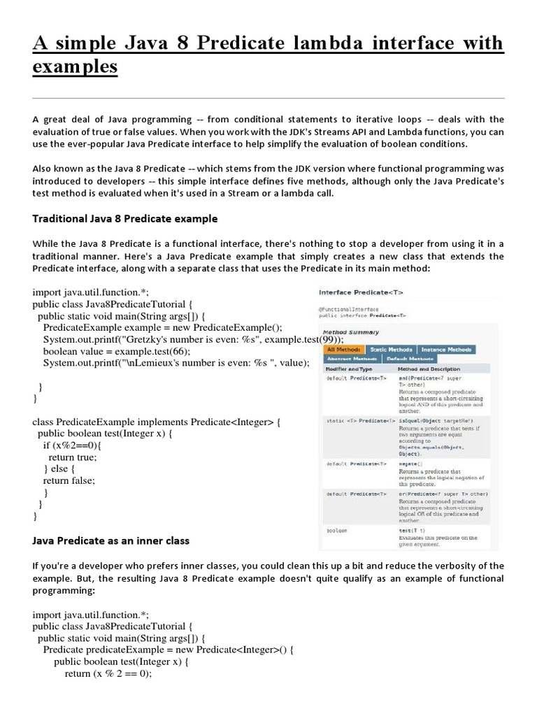 08 A Simple Java 8 Predicate Lambda Interface With Examples Pdf Anonymous Function Boolean 7545