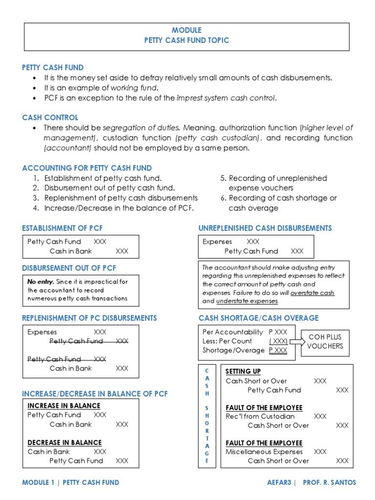 Summary Notes On Petty Cash | PDF | Economies | Payments