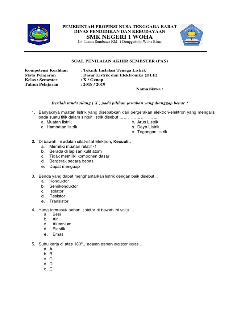 Soal Dle X Titl | PDF