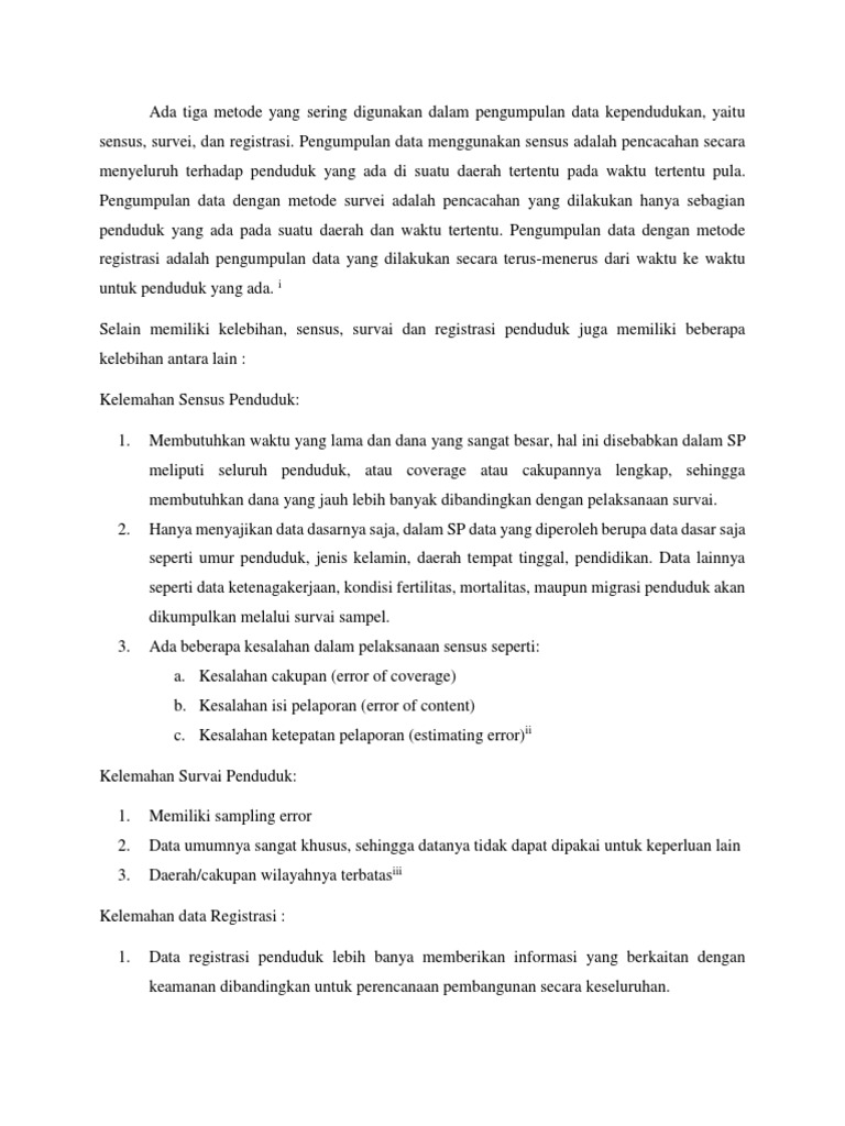 Kelemahan Sensus, Survei Dan Registrasi | PDF | Ilmu Sosial