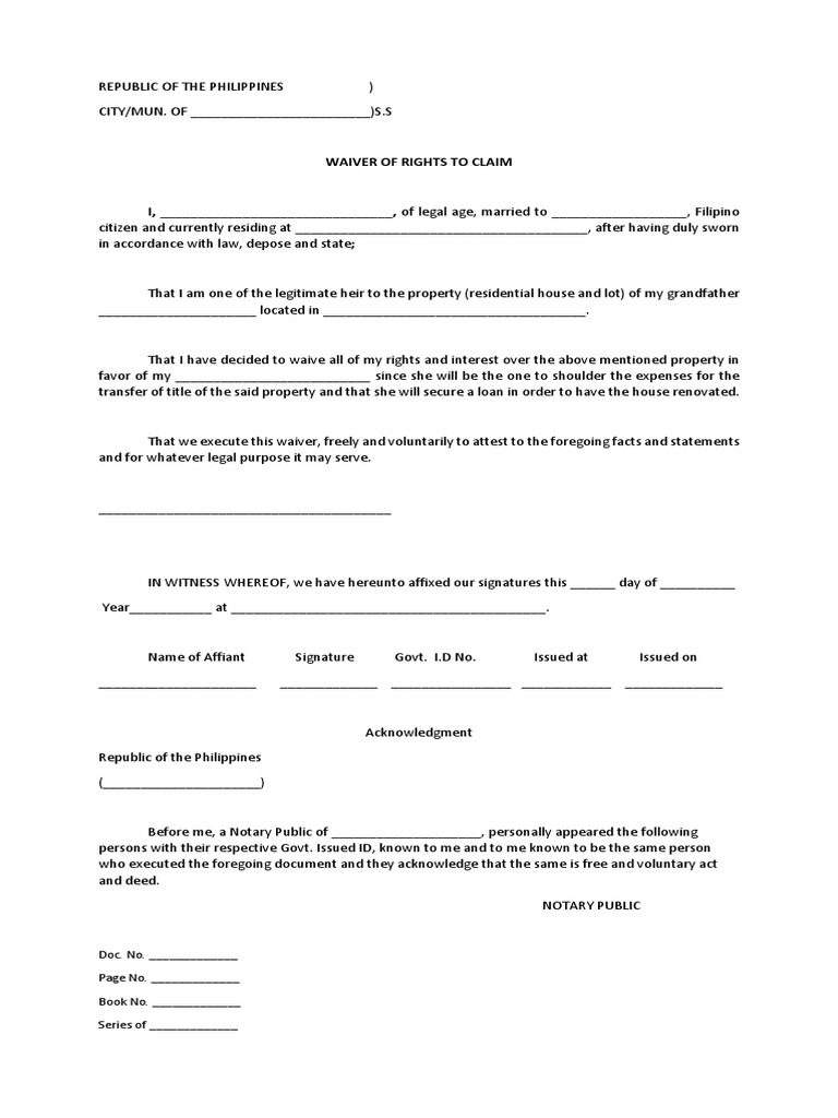 Waiver of Rights Draft | PDF