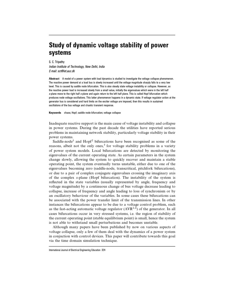 Dynamic Voltage Stability Analysis | PDF