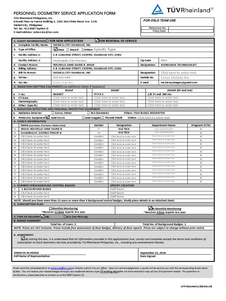 A1 - TUV Dosimetry Application Form For Email (Effective 15 Aug 2018 ...