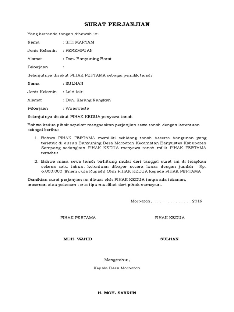 SURAT SEWA Kantor | PDF