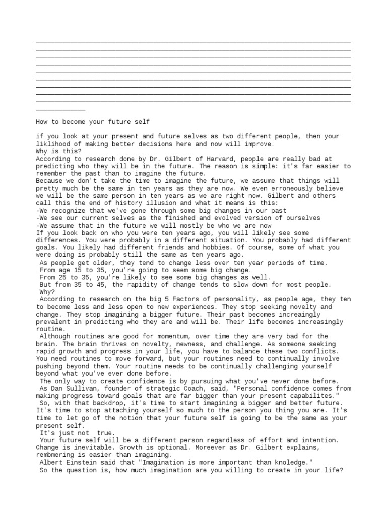 How To Become Your Future Self | PDF | Self | Goal